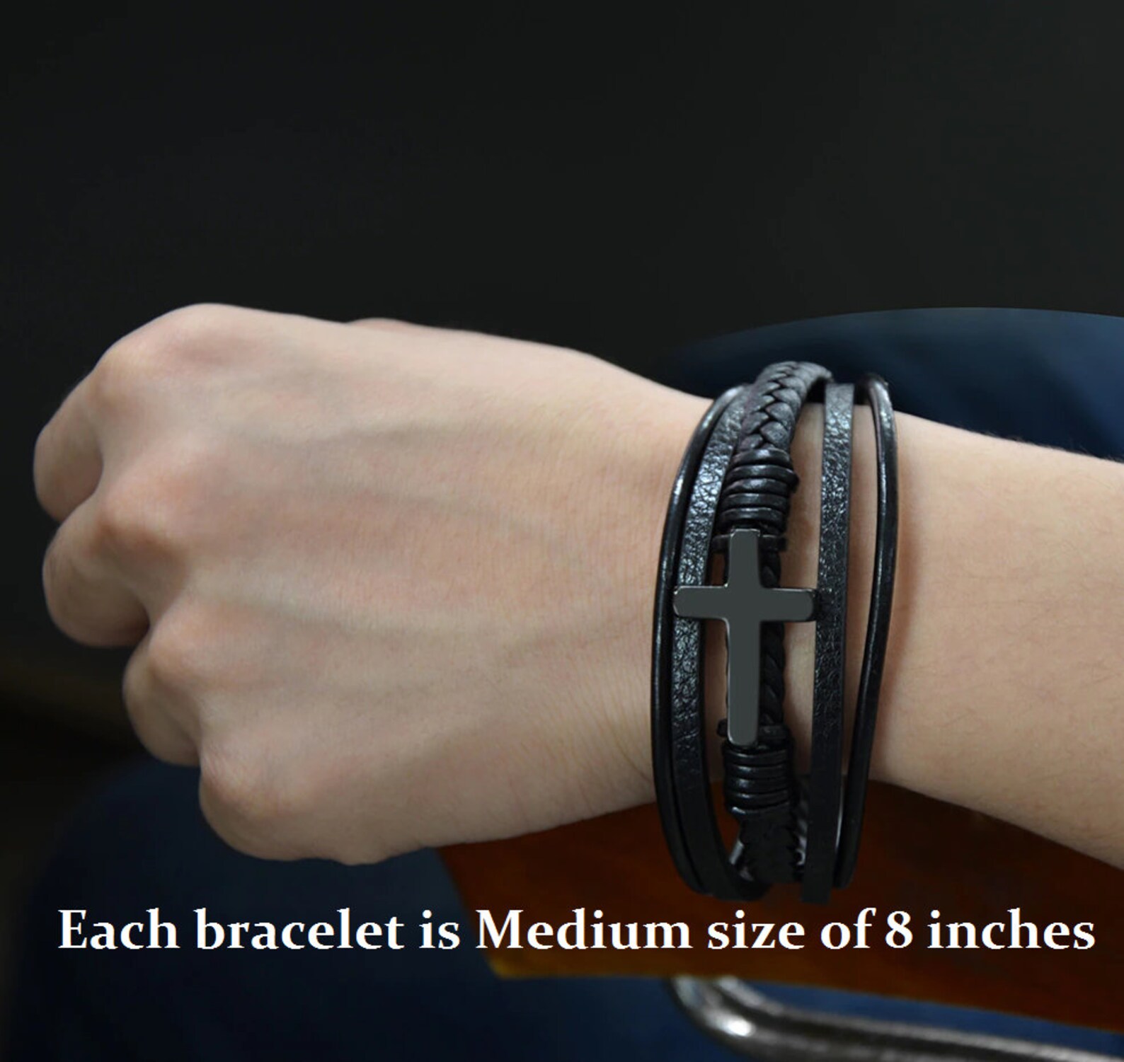 Classic Design Genuine Leather Cross Bracelet for Men and Women ...