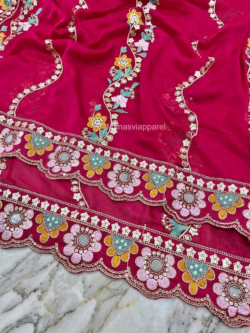 Rangoli Silk Saree, Multicolor Designer Embroidery Sequinsmirror Work ...