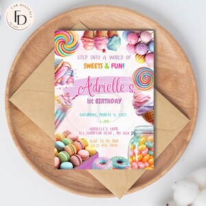 Editable Candyland Birthday Invitation, Candyland Party, Candyland ...