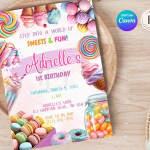 Editable Candyland Birthday Invitation, Candyland Party, Candyland ...
