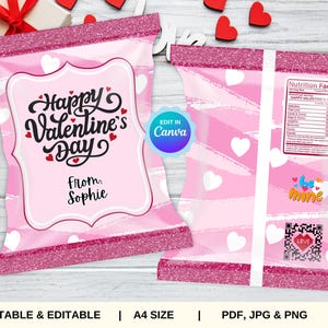 Valentine Chip Bag, Valentine Treat Bag, Valentine Favors, Valentine ...