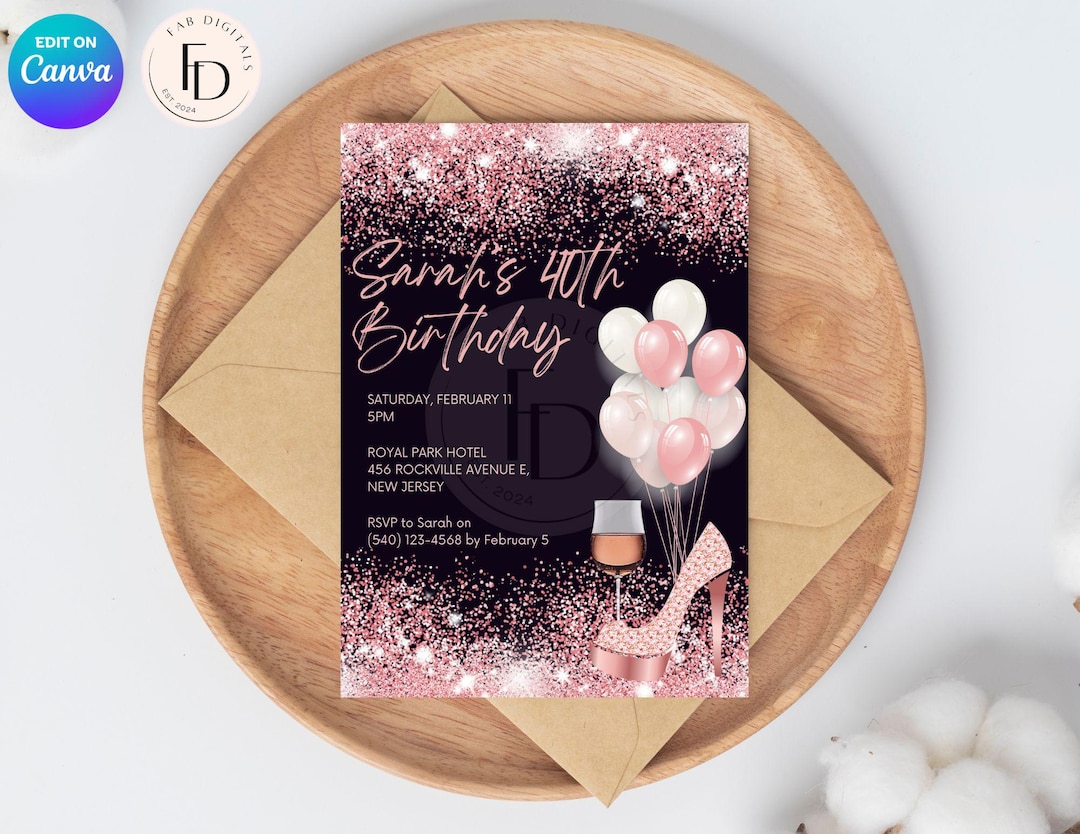 Editable Glitz and Glam Birthday Invitation Template, Glitz and Glam ...