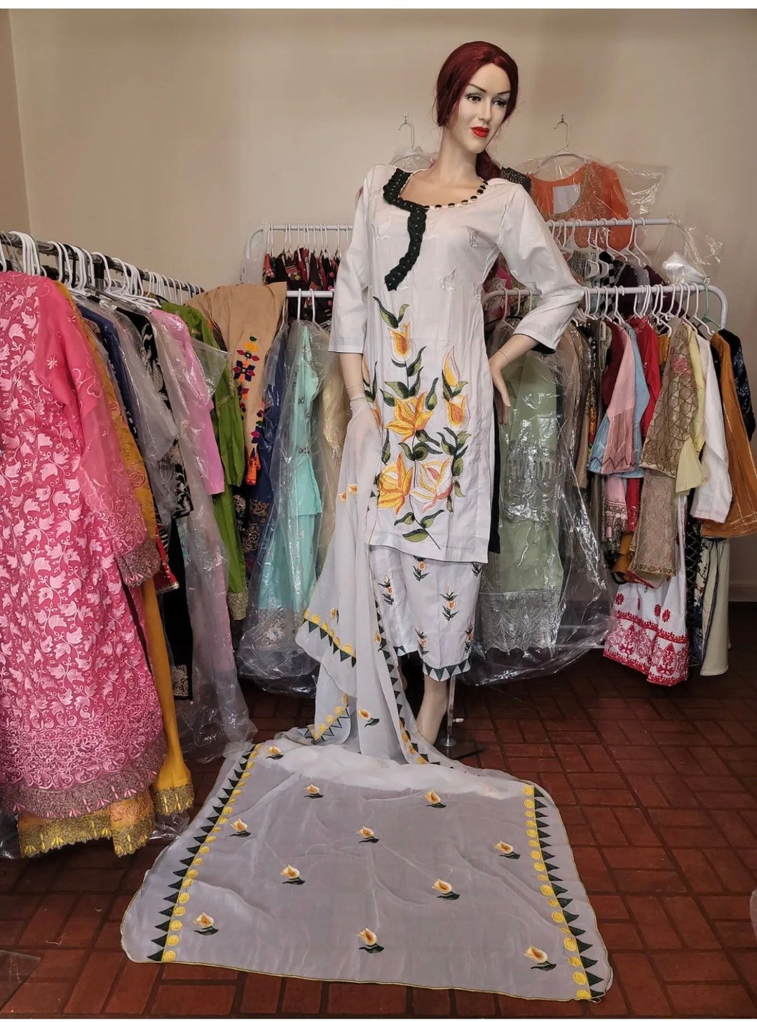 Pakistani Casual Frock House Wear, Stitched 3 Piece Suit. - Etsy