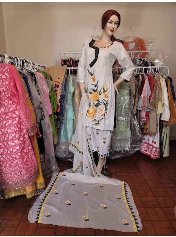 Pakistani Casual Frock House Wear Stitched 3 Piece Suit. - Etsy