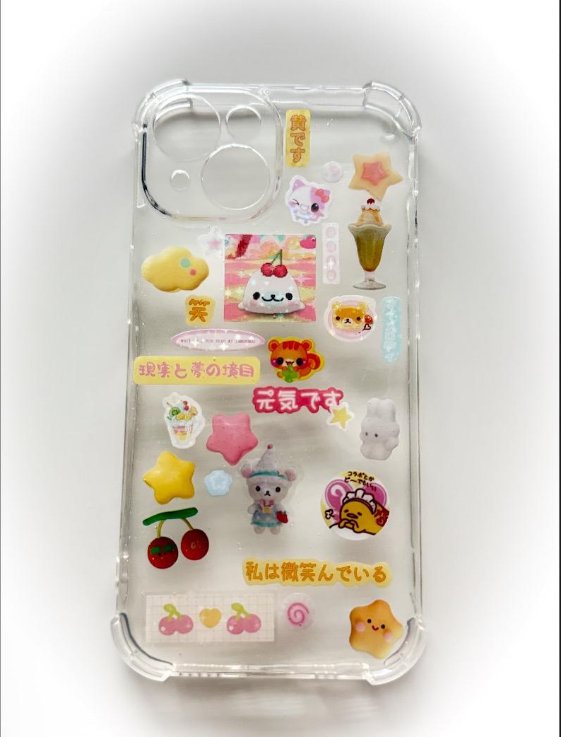 Heisei Retro / Juminocore Themed Stickered Deco Phone Cases (IP 13,14 ...