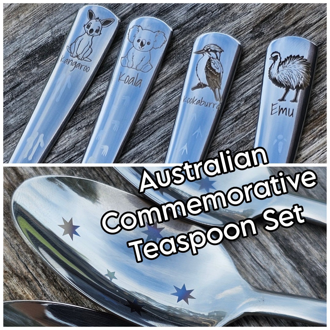 Australian Themed Teaspoons, Giftware Set, Teaspoons, Engraved ...