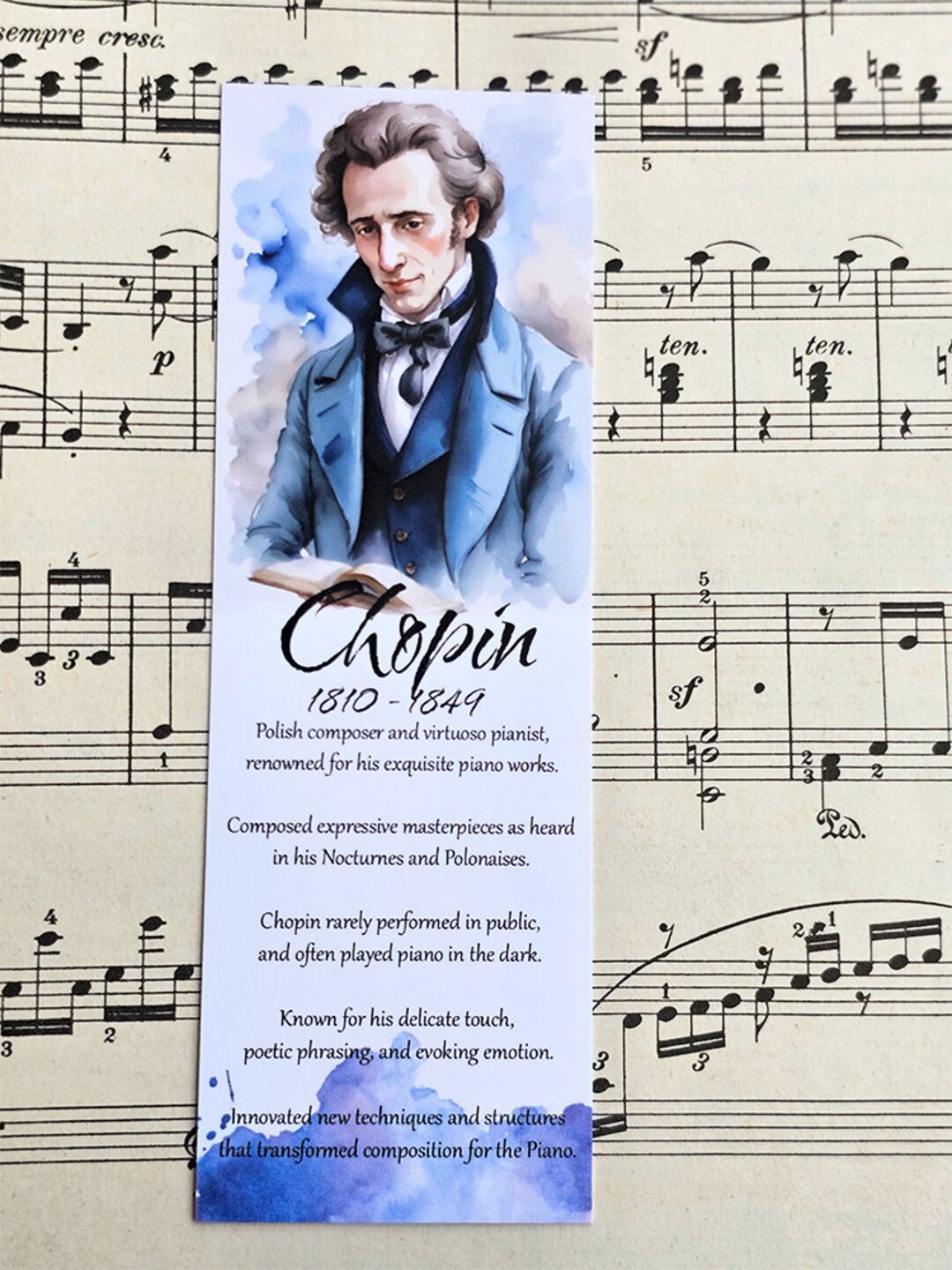 Set of 4x Music Bookmarks With Famous Composers. Gift for Music or ...