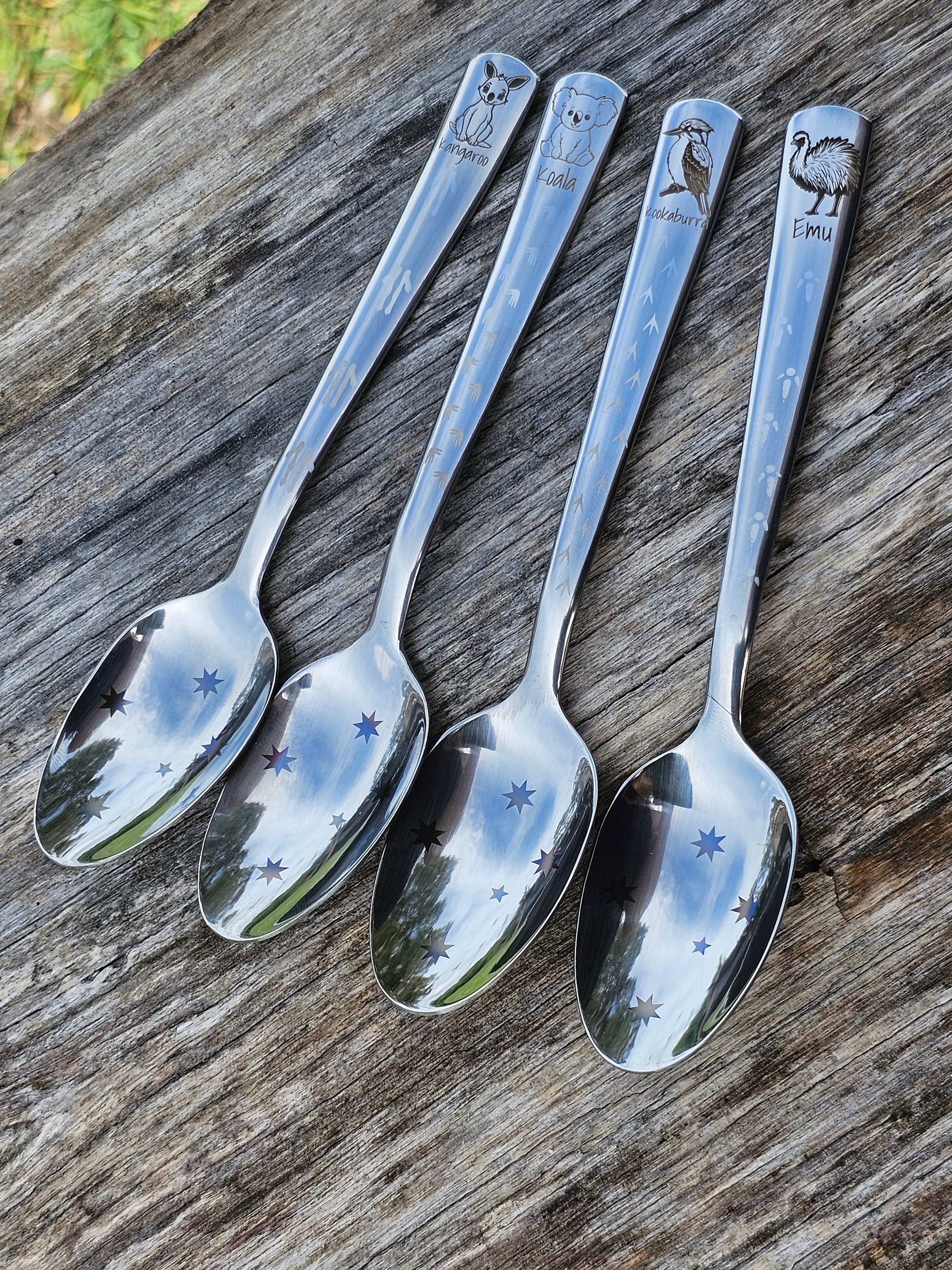 Australian Themed Teaspoons, Giftware Set, Teaspoons, Engraved ...