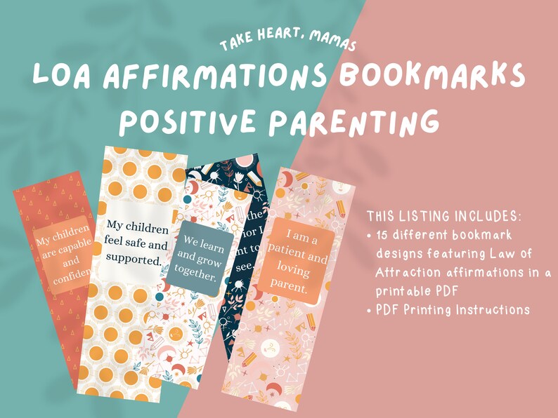 Printable Positive Parenting Bookmarks, Law of Attraction-based ...