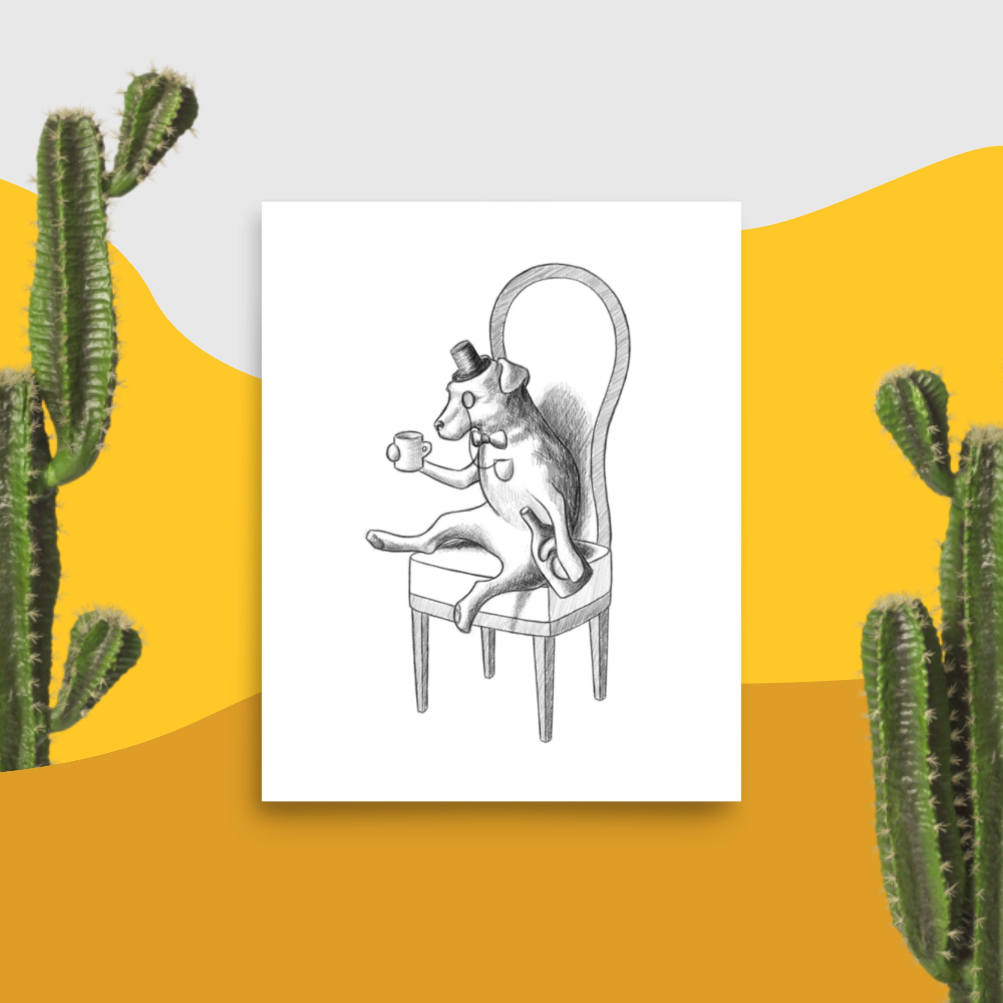 Dog Drinking Funny Art Print Poster Border Terrier Gift Funny Dog Art ...