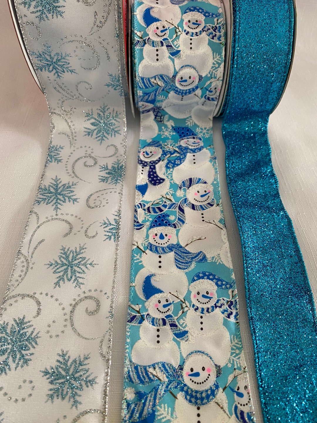 Winter Blue Glitter Snowmen With Matching Snowflakes & Turquoise ...