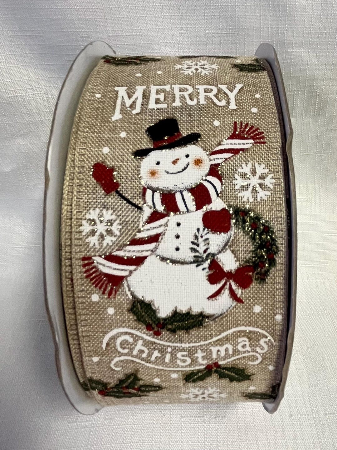 2.5” Natural Snowman W/glitter Wreath Snowy Christmas Scene Wired ...