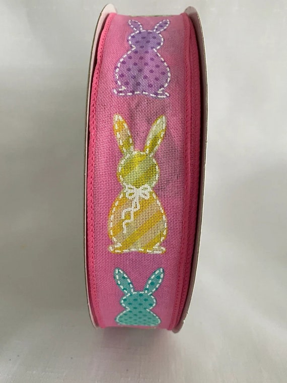 Pink Diagonal Plaid & Pink Glitter Bundle Set of 3 Wired Ribbons 5 yds ...