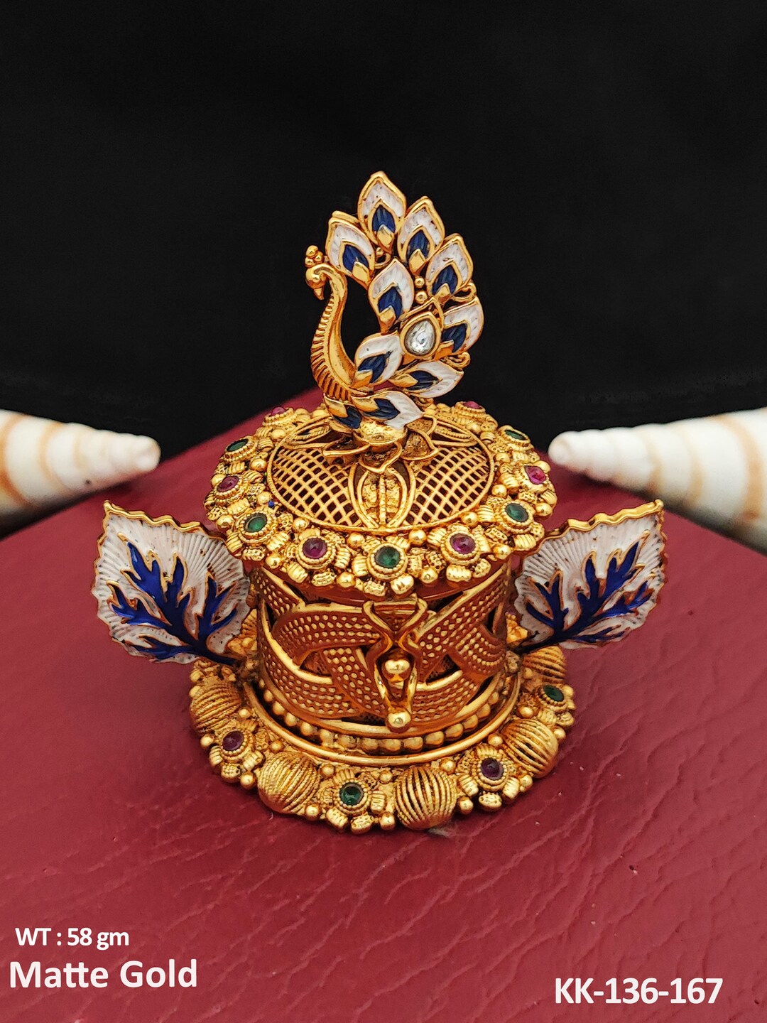 5 Designs Micro Gold Plated Sindoor Box, Haldi Kumkum Box, Vermillion ...