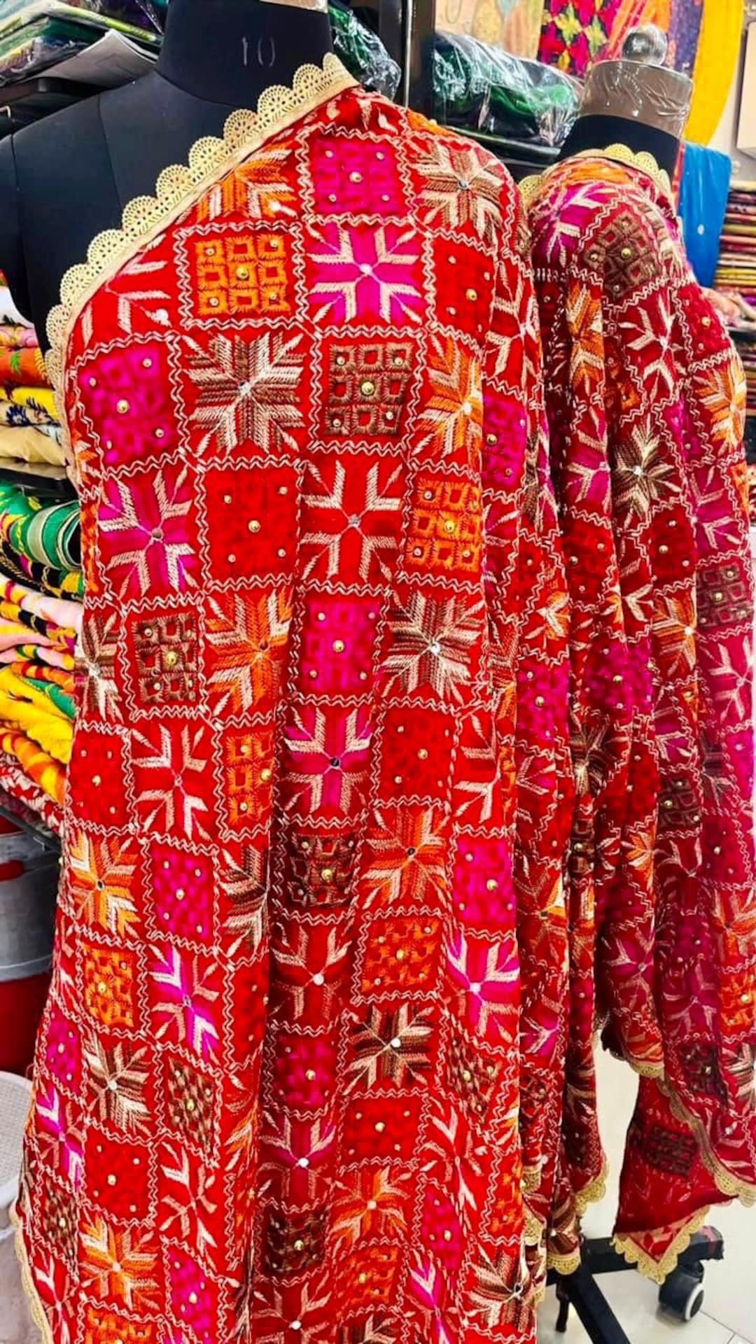 Dupatta, 5 Different Designs Crepe Silk Embroidered Dupatta, With Beads ...