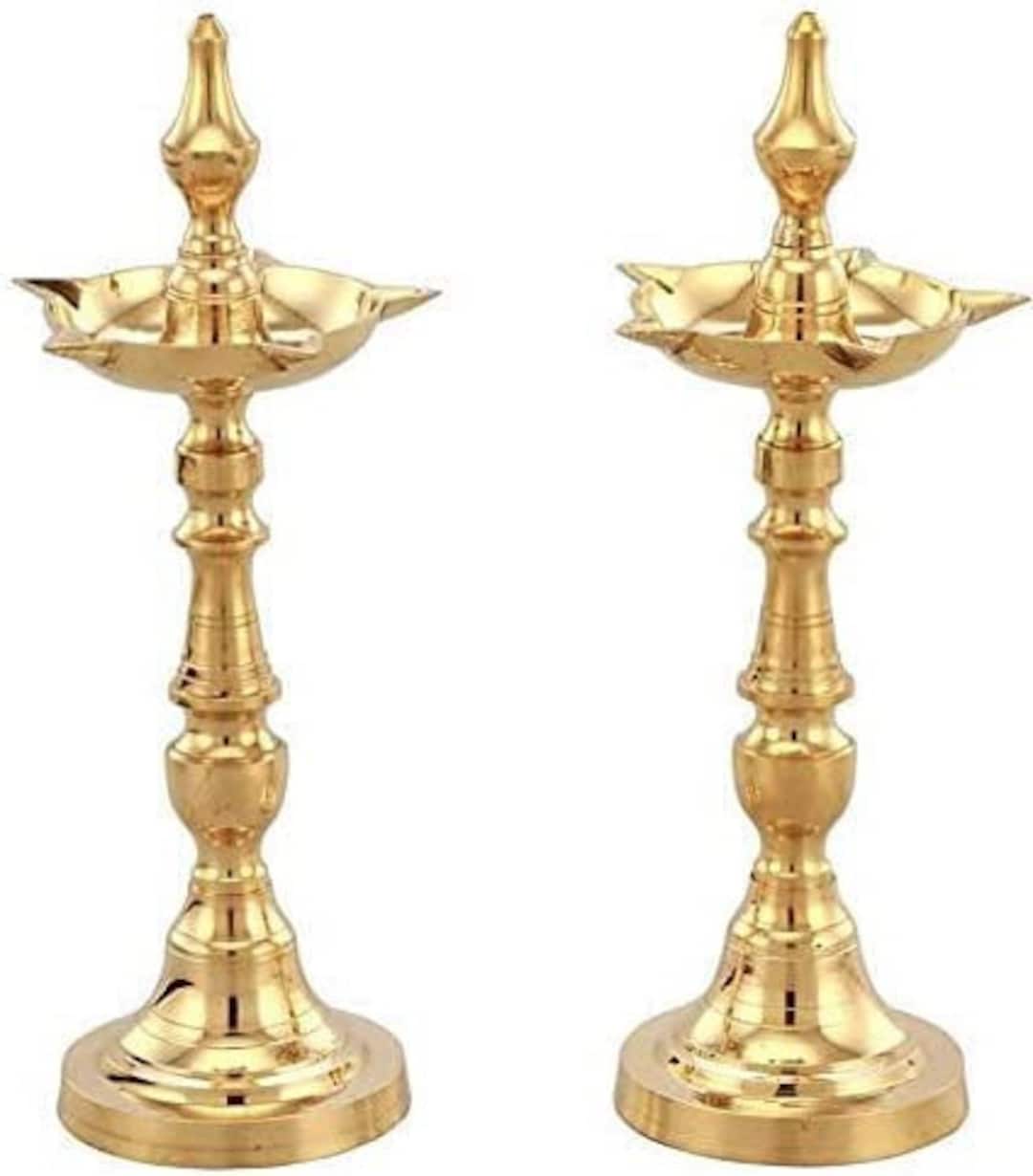 Buy Brass Diya Tall Kerala Diya Dhoop Kapoor Diya Dani Oil Lamp Online ...