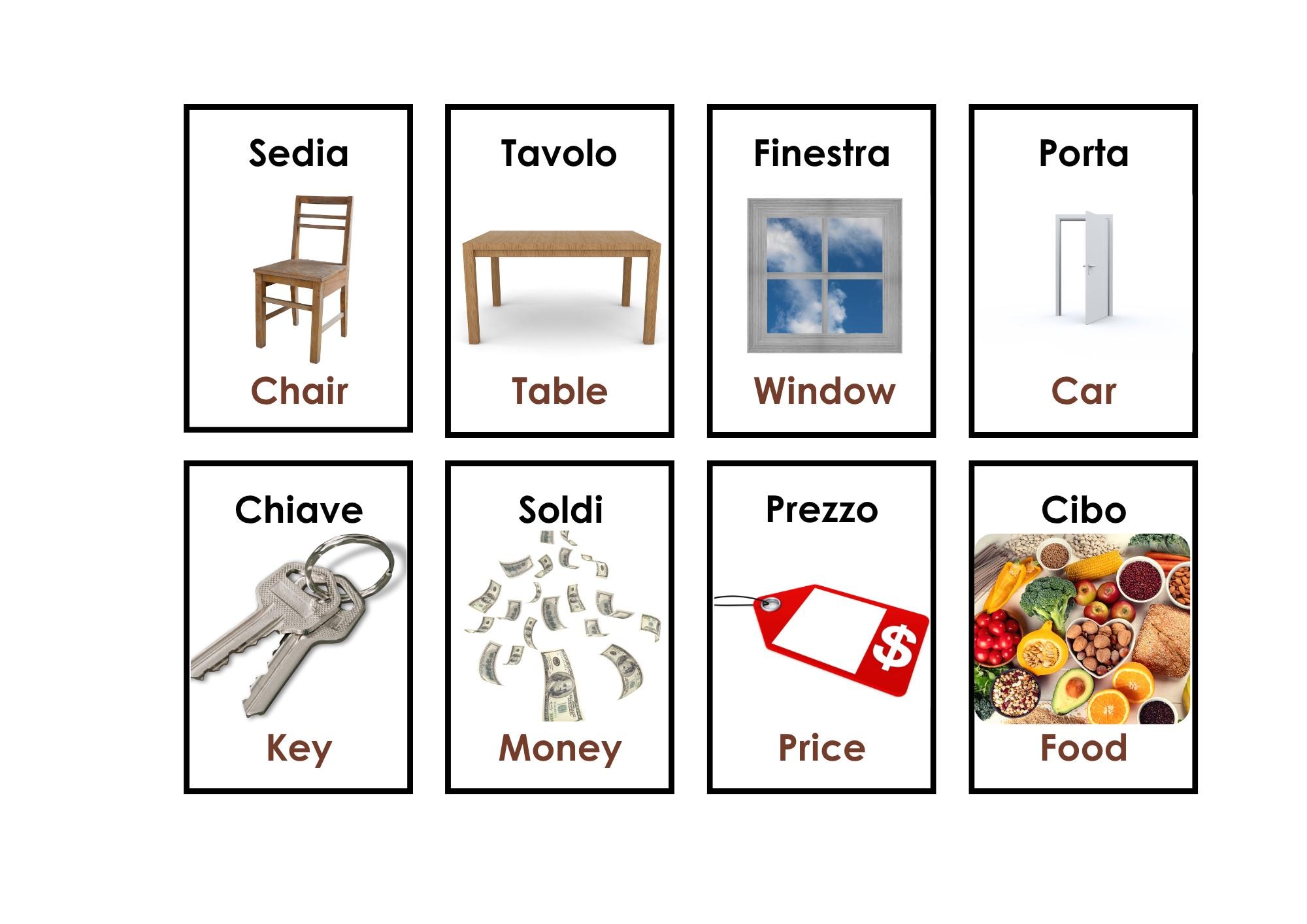 Italian Flashcards With Pictures: Bilingual Vocabulary Learning (PDF ...