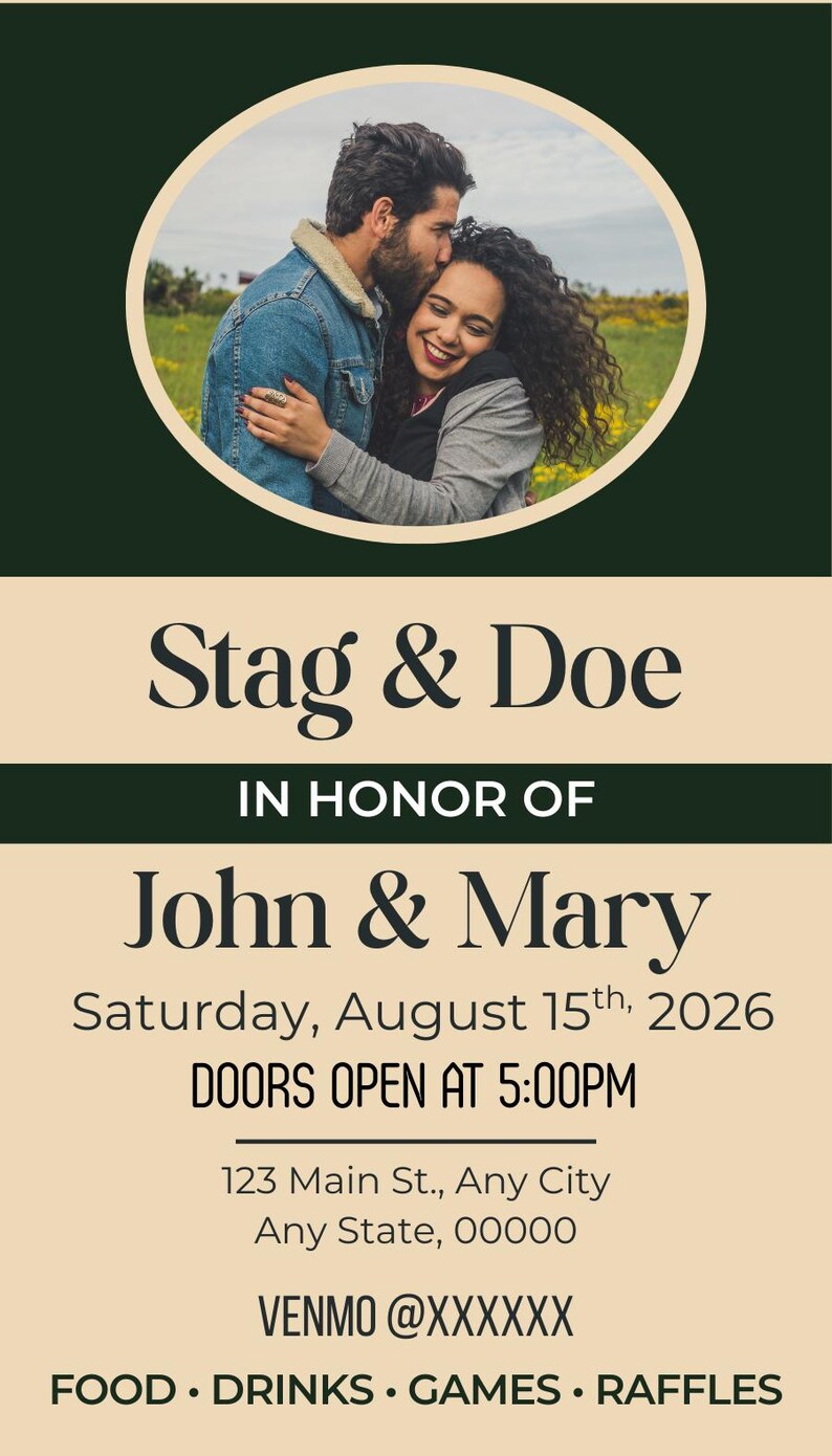 Editable Stag and Doe Ticket Template: Canva Printable Design Download ...