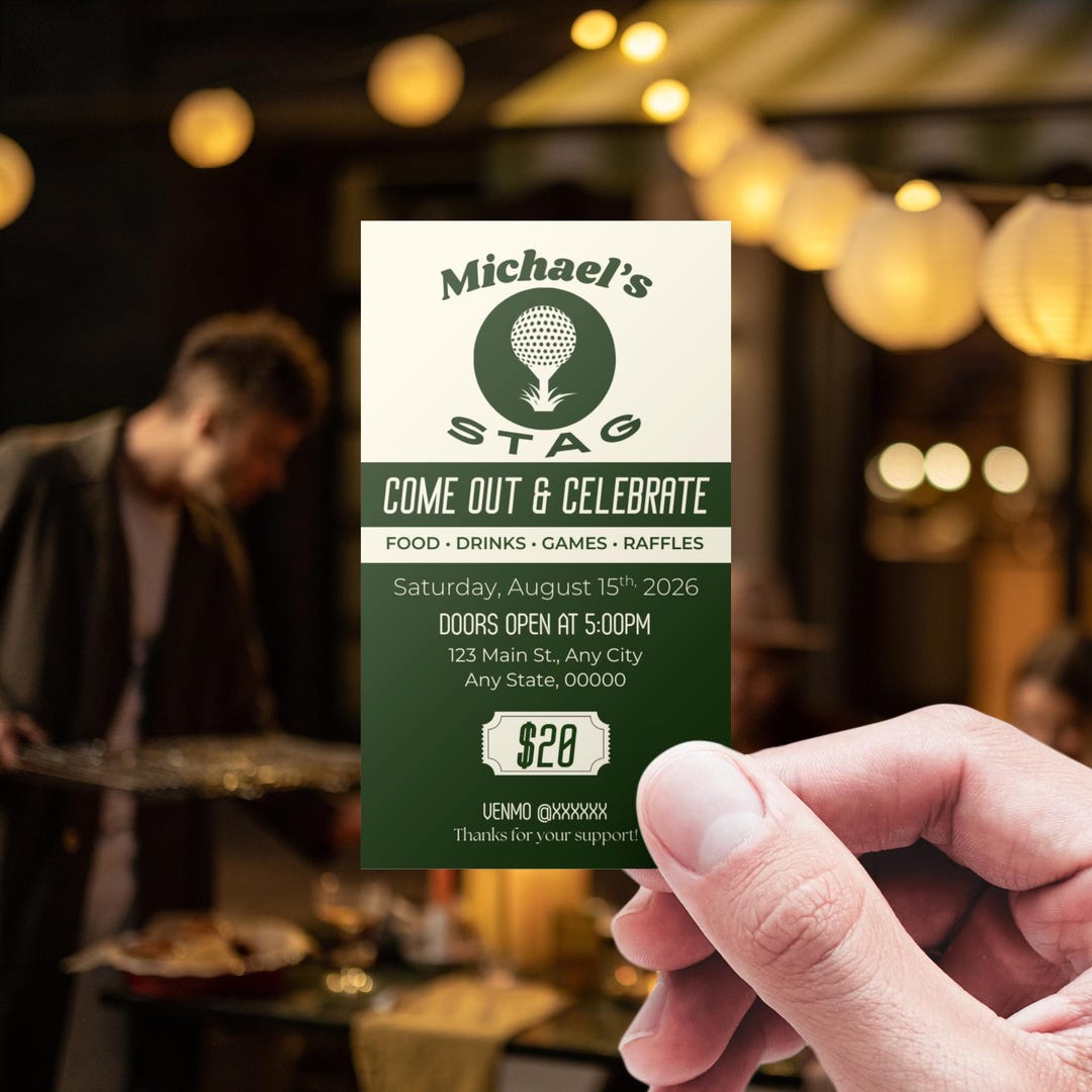 Golf Stag Ticket Template: Editable Jack & Jill Fundraiser Invite ...