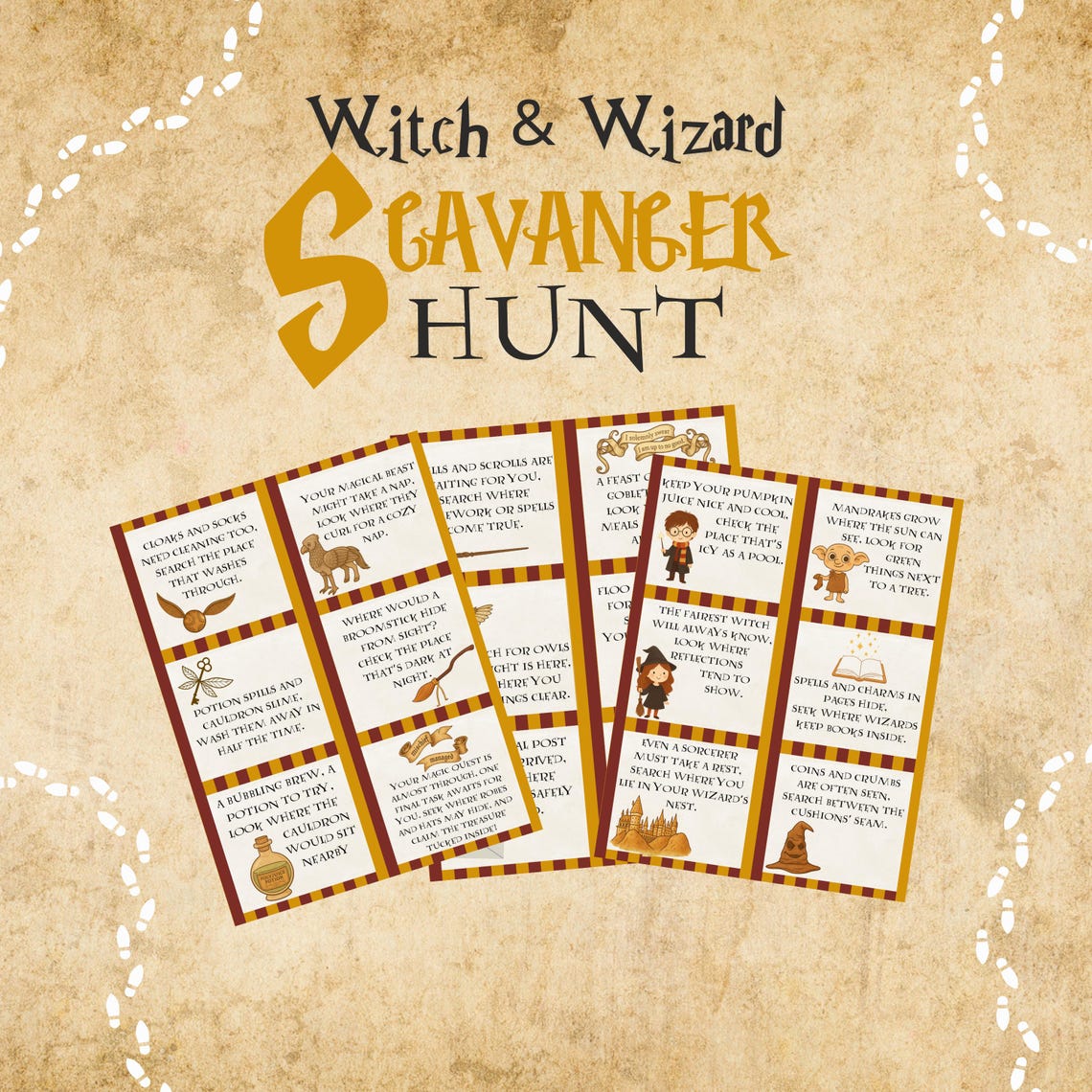 Wizard Scavenger Hunt: Rhyming Riddle Clues, Magic School Party Game ...