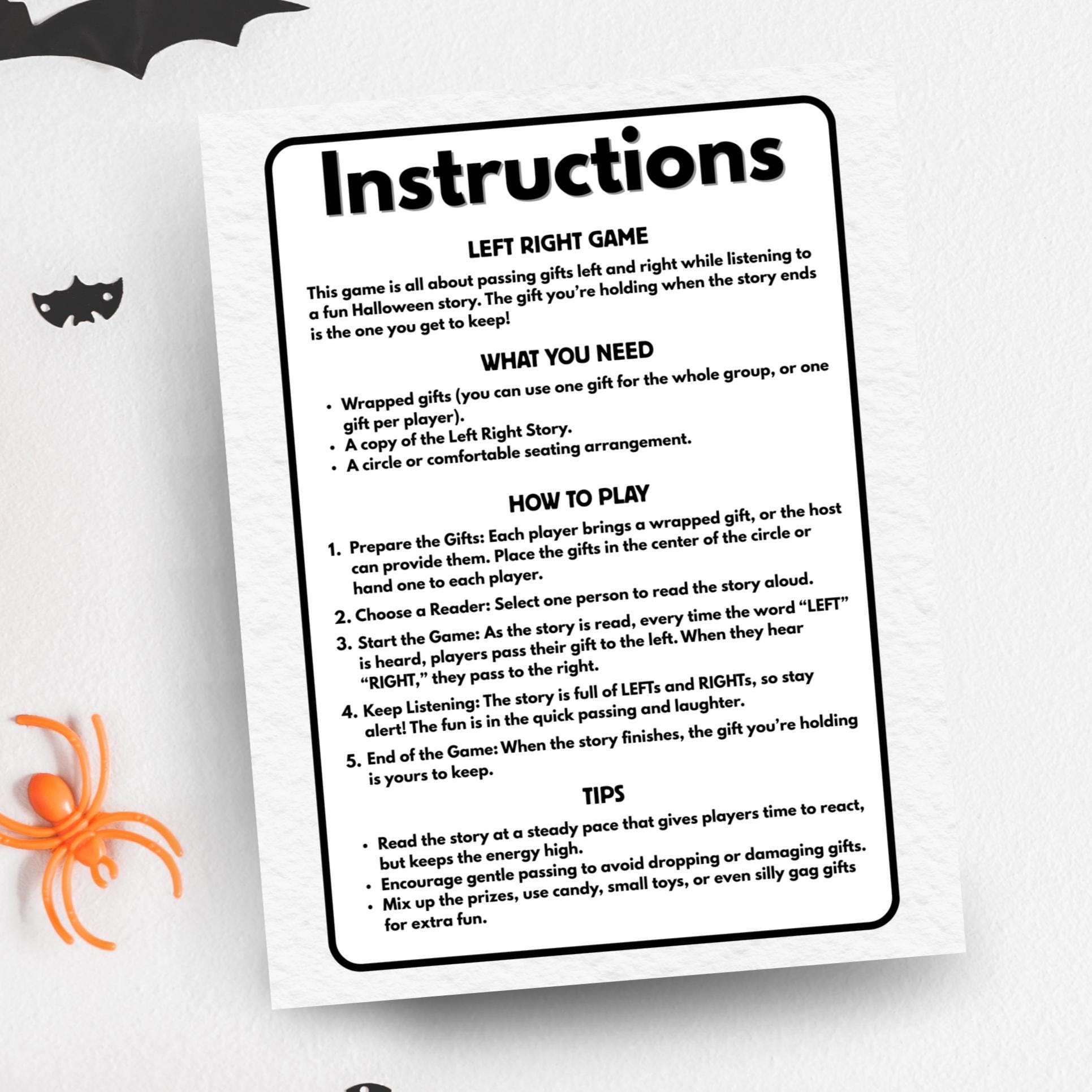 Halloween Left Right Story Game: Pass the Gift Game for Kids Halloween ...