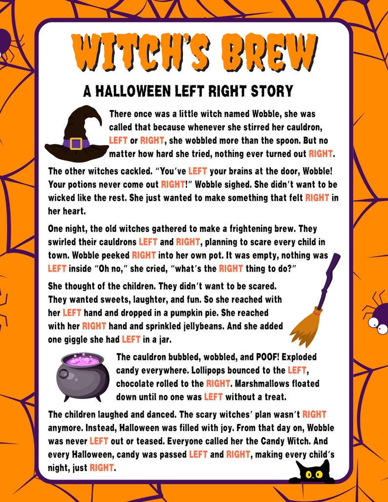 Halloween Left Right Story Game: Pass the Gift Game for Kids Halloween ...