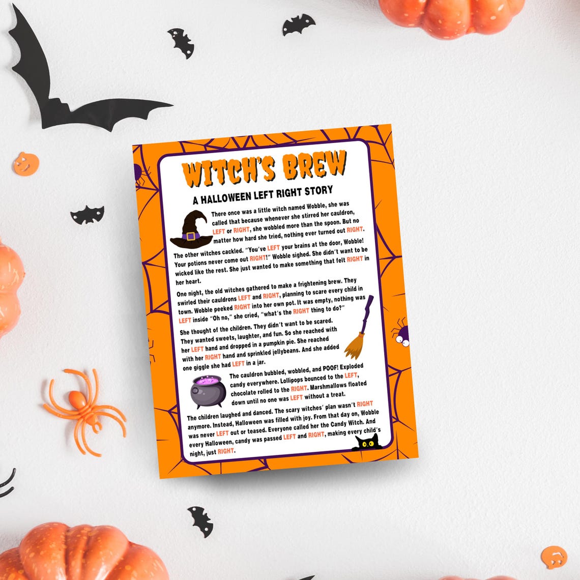 Witch Halloween Left Right Story Game: Pass the Gift (PDF Printable ...