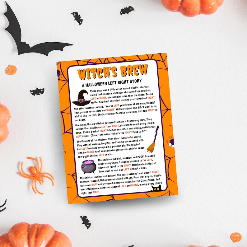 Halloween Left Right Story Game: Pass the Gift Game for Kids Halloween ...