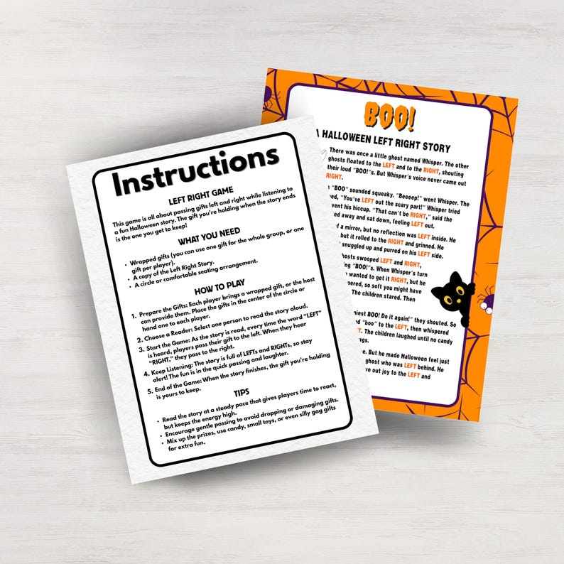 Halloween Left Right Story Game: Pass the Gift Game for Kids Ghost ...