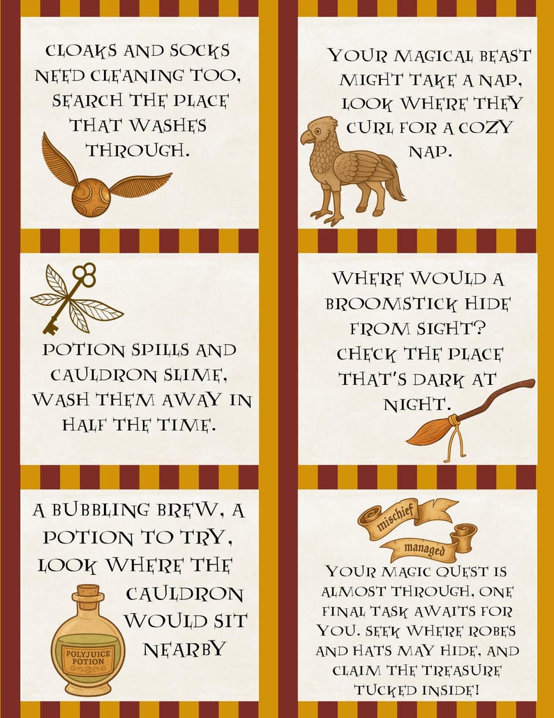 Wizard Scavenger Hunt: Rhyming Riddle Clues, Magic School Party Game ...
