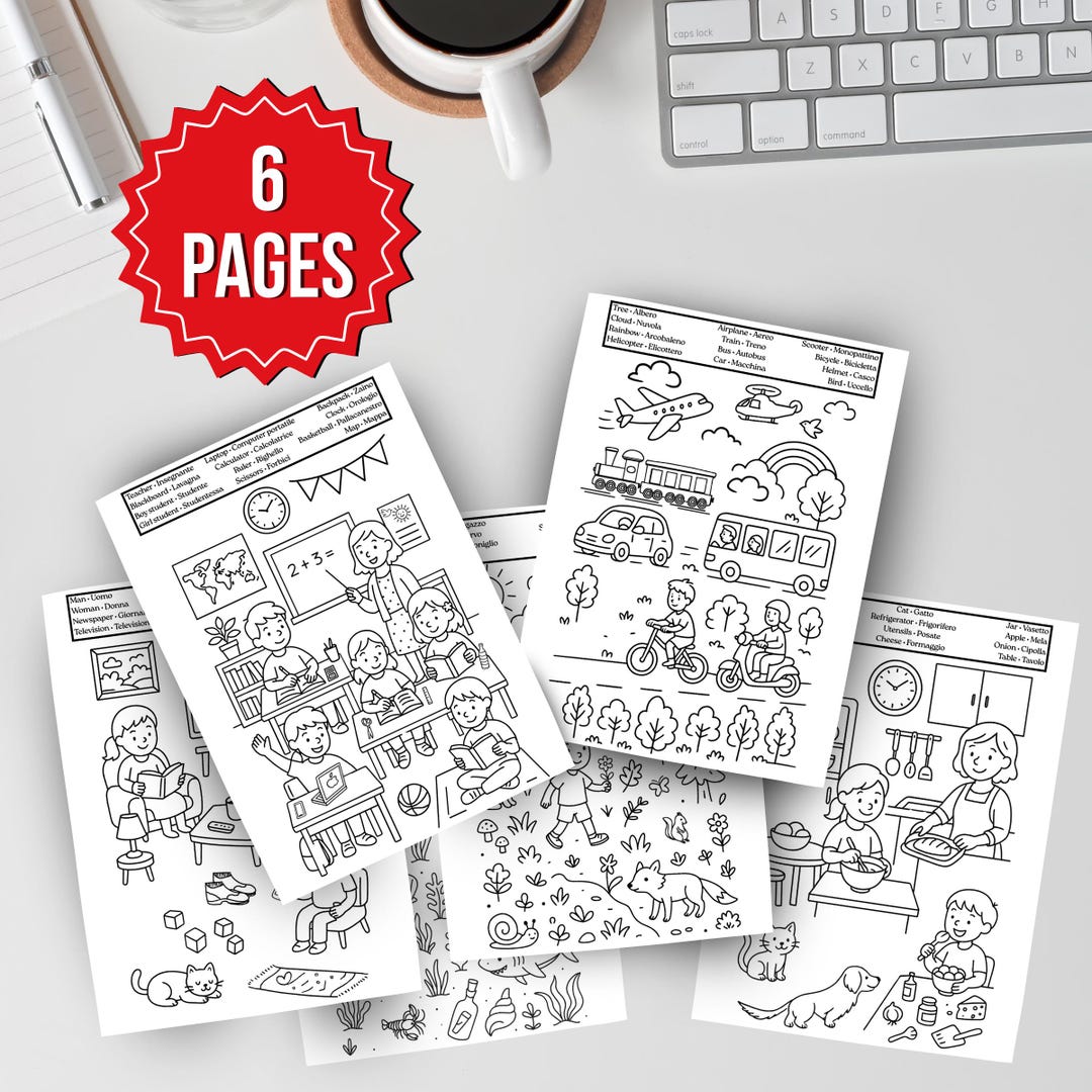 Italian Vocabulary Worksheet for Kids: Bilingual Picture Search PDF - Etsy