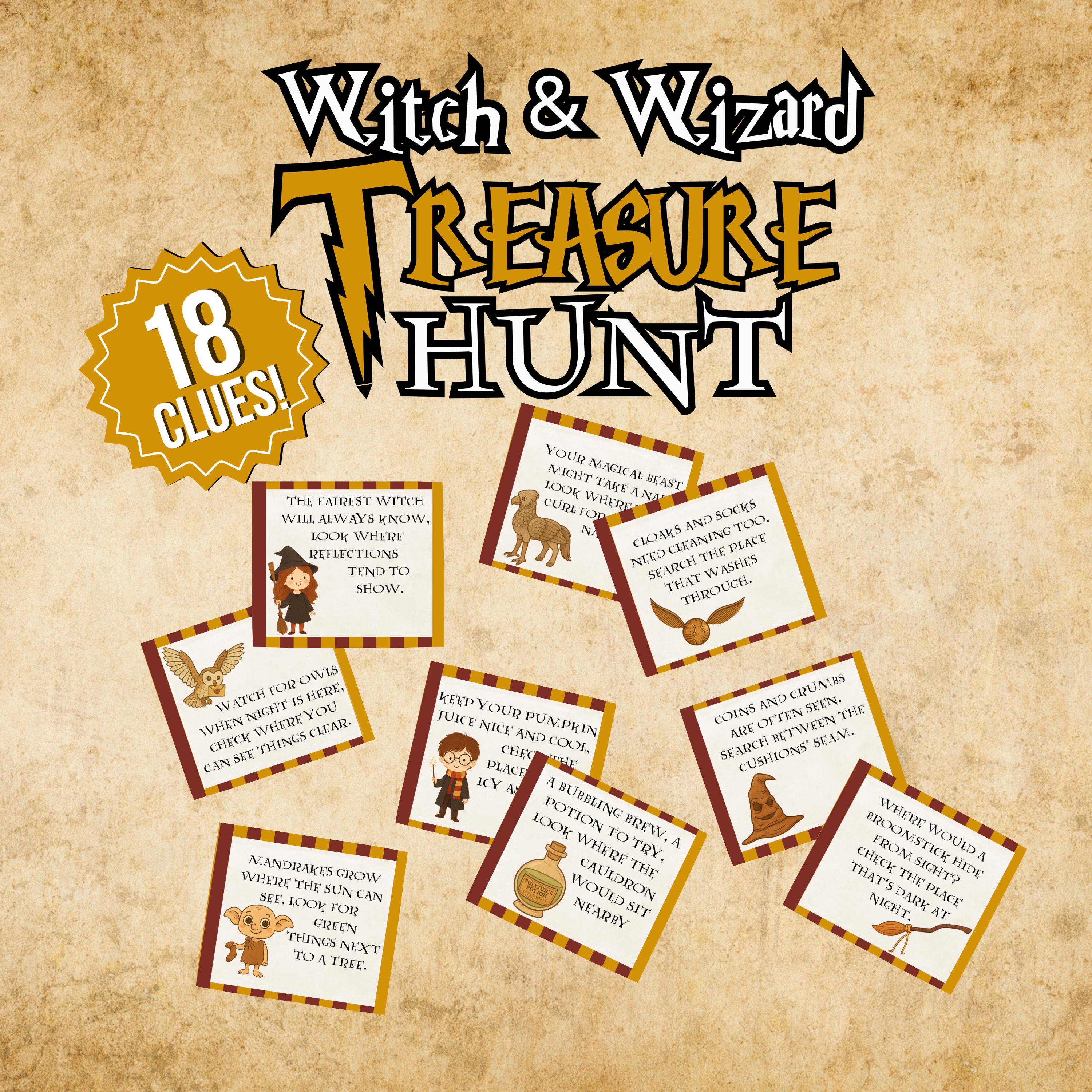 Wizard Scavenger Hunt: Rhyming Riddle Clues, Magic School Party Game ...
