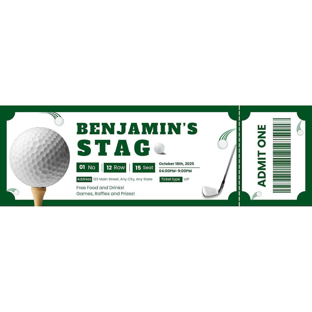 Golf Stag Party Invitation – Editable Canva Template | Digital Download ...