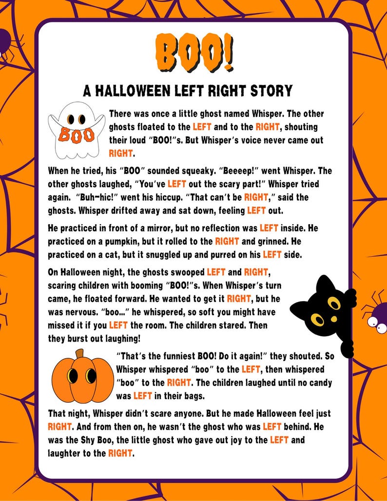 Halloween Left Right Story Game: Pass the Gift Game for Kids Ghost ...