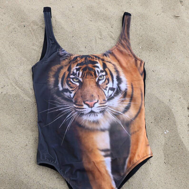 One Piece Tiger Print Swimsuit - Etsy