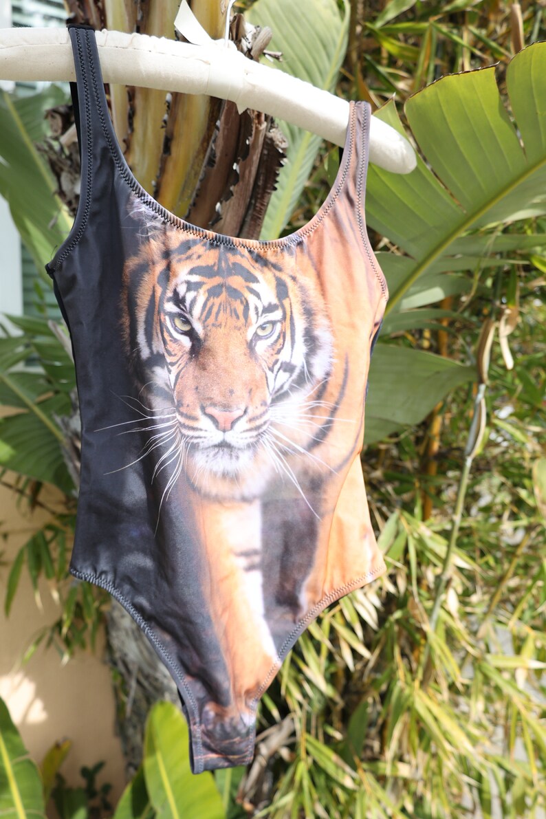 One Piece Tiger Print Swimsuit - Etsy