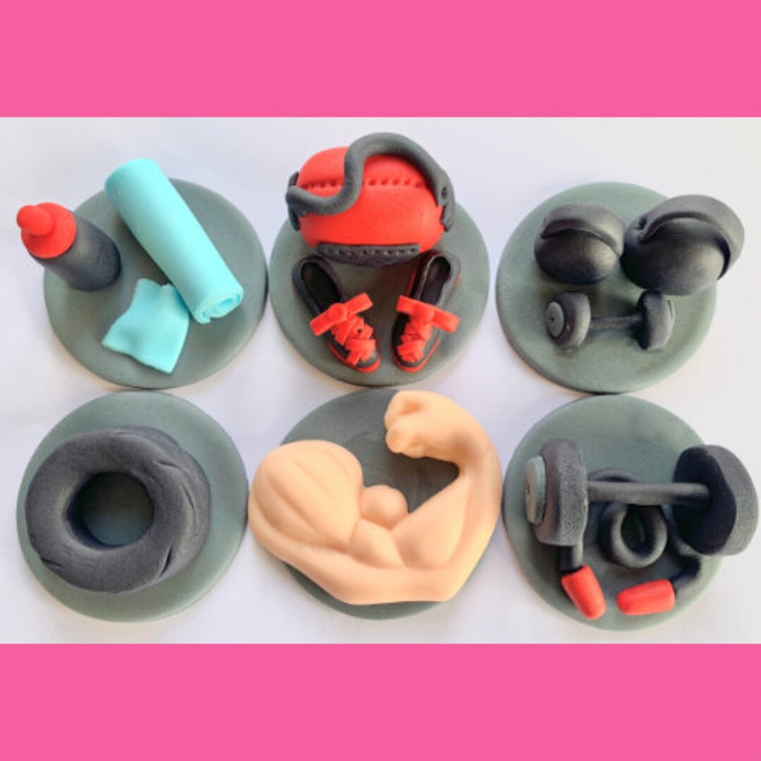 Gym Cake Topper, Exercise Cake Topper, Handmade Edible Cake Topper ...