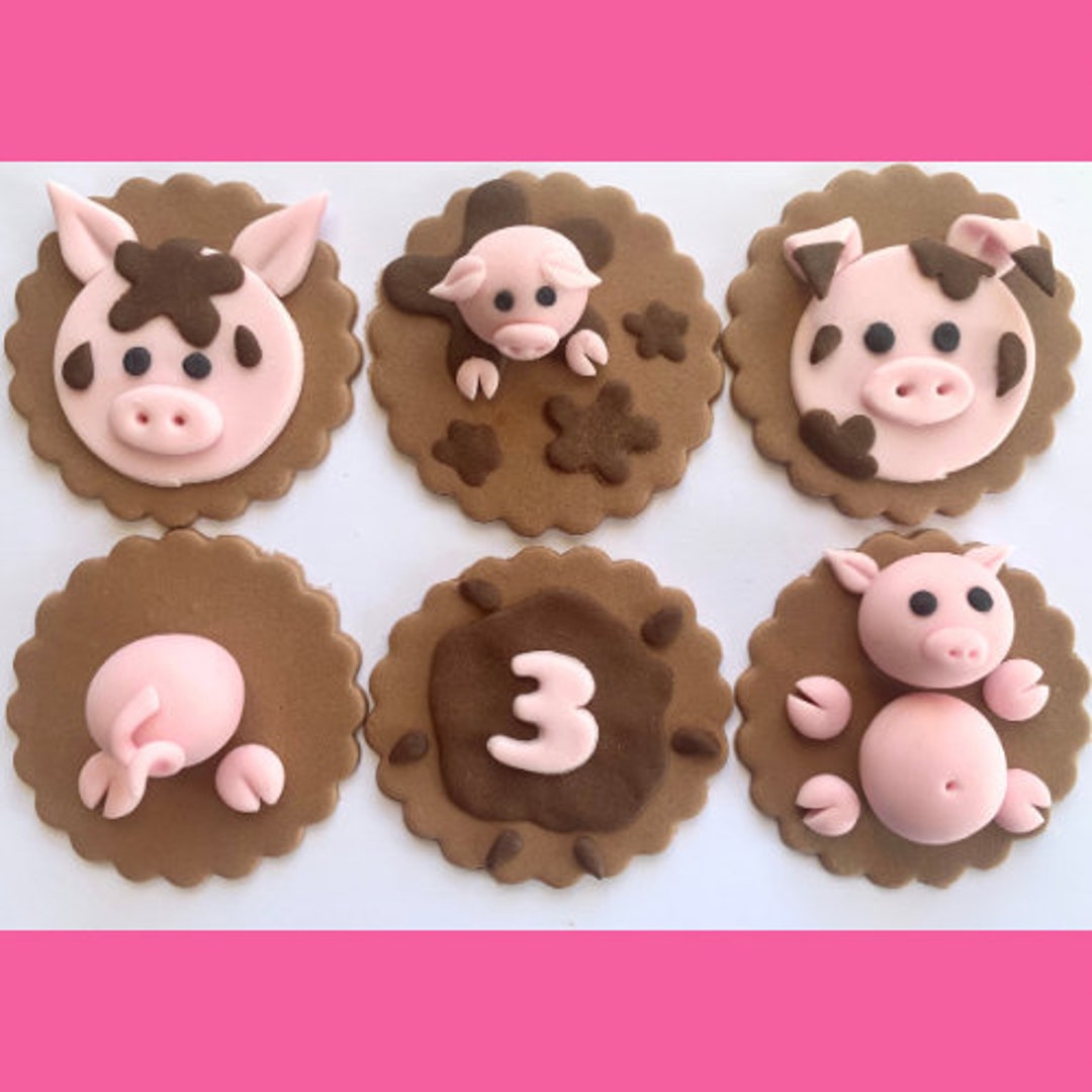 Pig Cake Topper, Piggy Cake Topper, Piglet Cake Topper, Handmade Edible ...