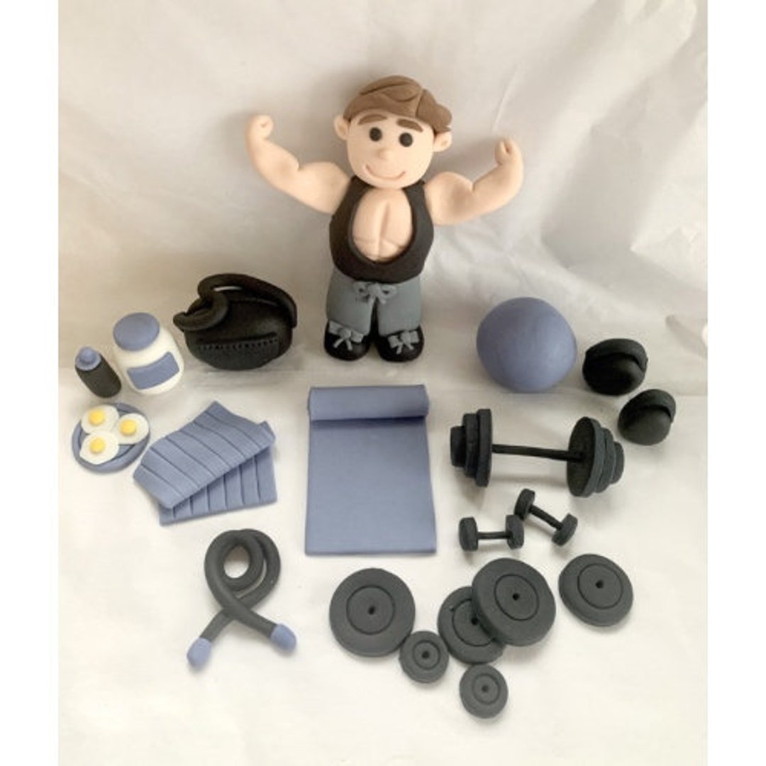 Gym Cake Topper, Exercise Cake Topper, Handmade Edible Cake Topper ...
