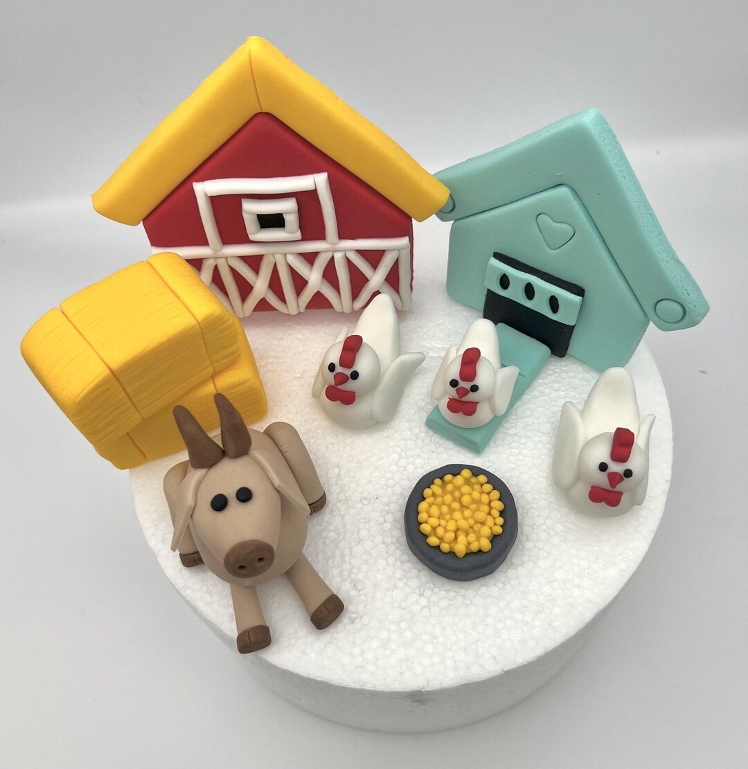 Farm Cake Topper, Chicken Cake Topper, Goat Cake Topper, Barn Cake ...
