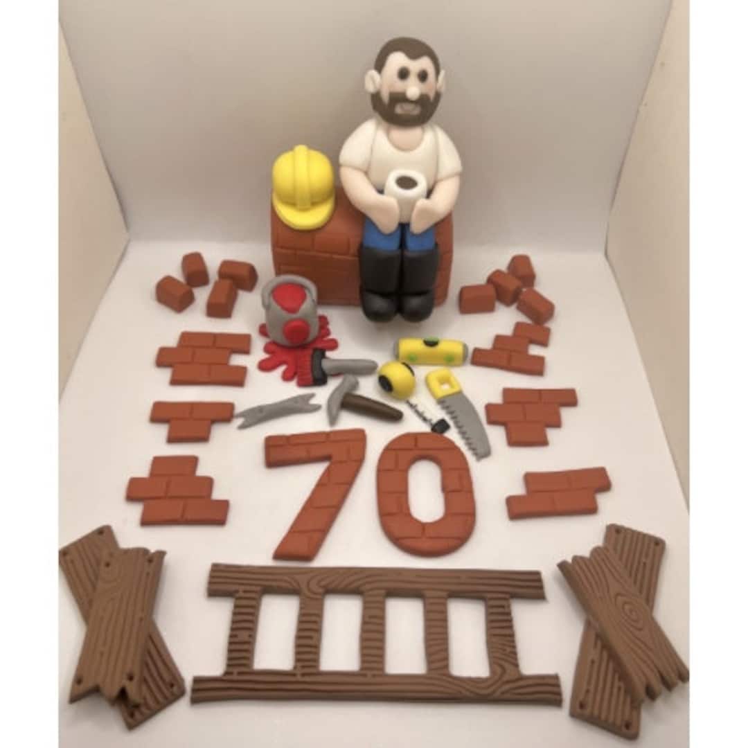 Builder Cake Topper, Workman Cake Topper, Building Cake Topper ...