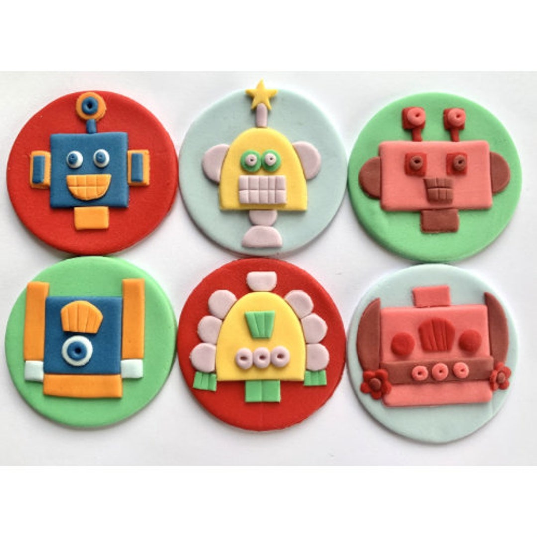 Robot Cake Toppers, Handmade Edible Cake Topper - Etsy UK