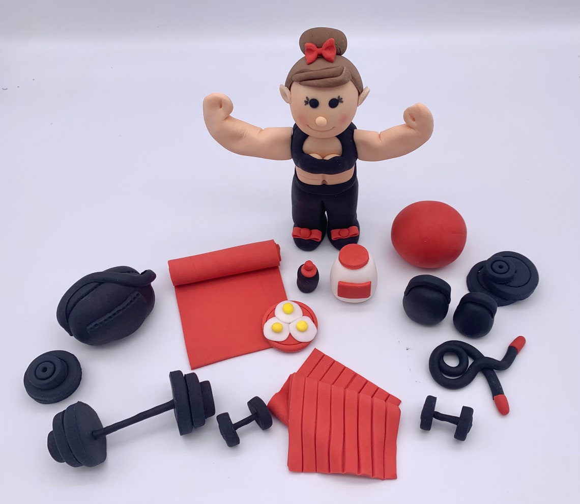 Gym Cake Topper Exercise Cake Topper Handmade Edible Cake - Etsy
