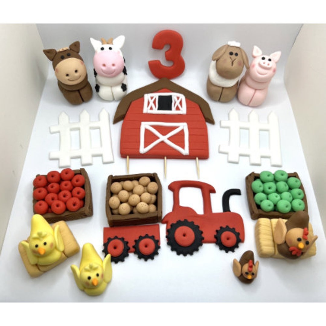 Farm Cake Topper, Tractor Cake Topper, Farm Animal Cake Topper ...