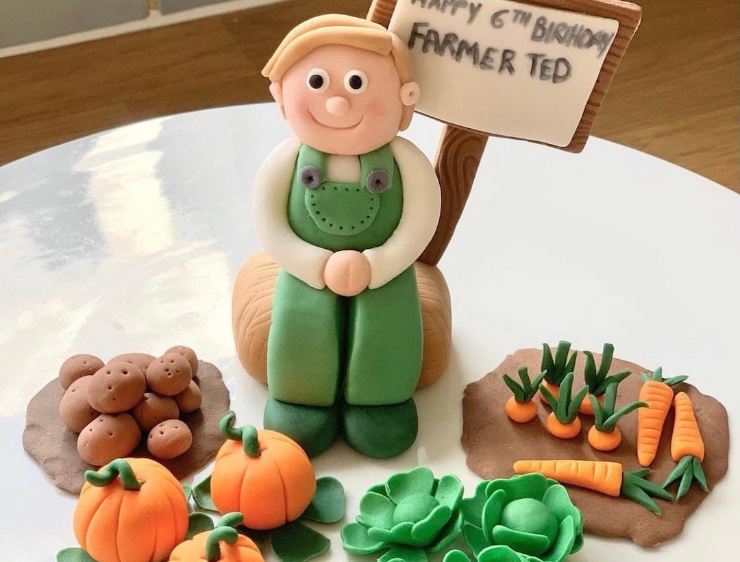 Farm Cake Topper Farmer Cake Topper Vegetable Patch Cake - Etsy UK