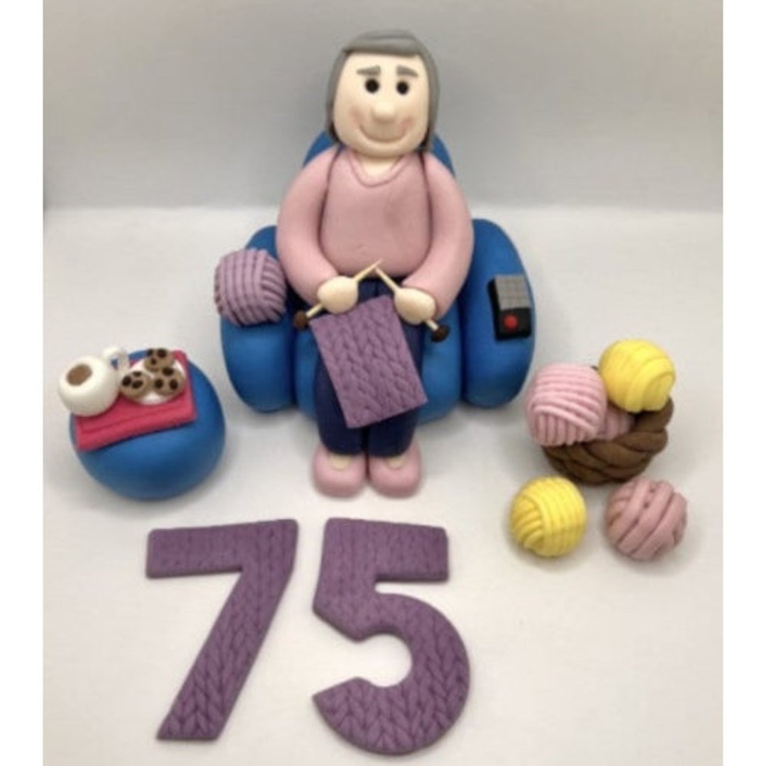 Personalised Knitting Figure Cake Topper, Knitting Cake Topper, Sewing ...