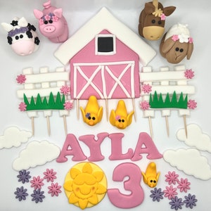 Girly Farm Cake Topper, Handmade Edible Cake Topper - Etsy