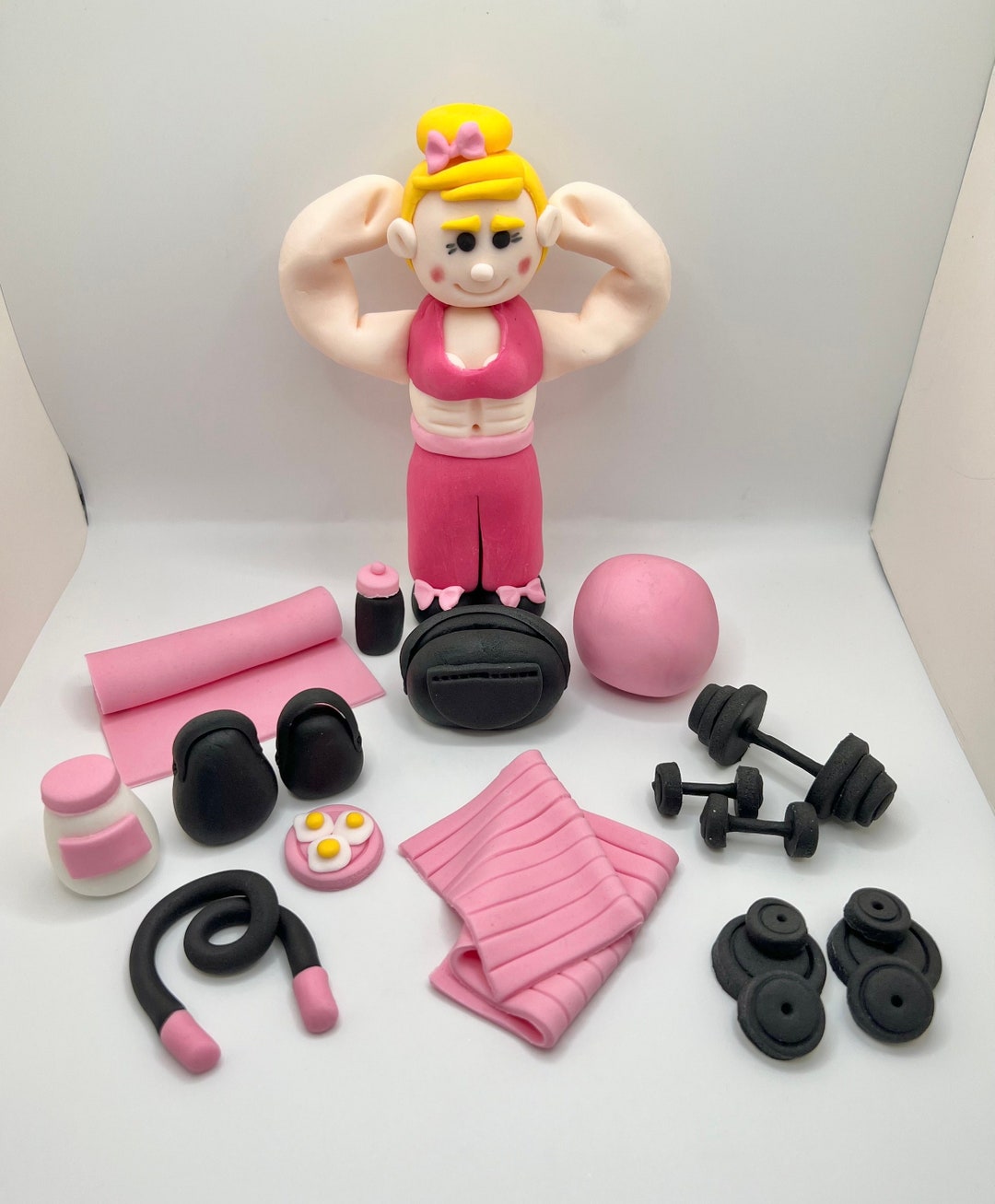 Gym Cake Topper Exercise Cake Topper Handmade Edible Cake - Etsy