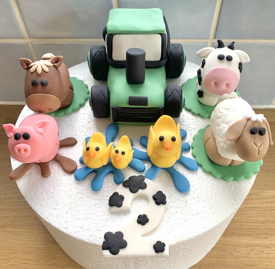 Farm, Tractor Themed Handmade Edible Cake Toppers - Etsy