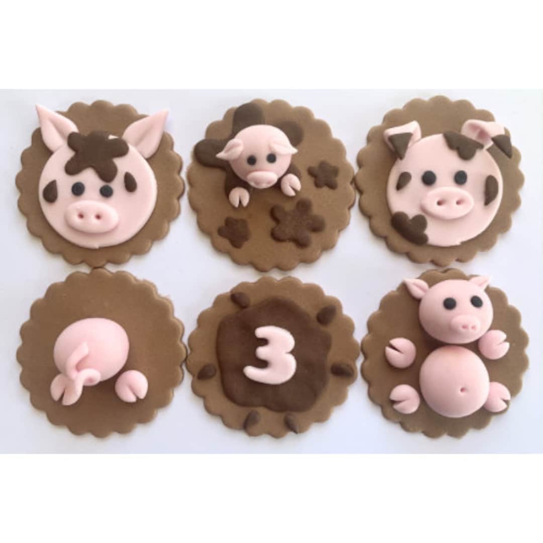 Pig Cake Topper, Piggy Cake Topper, Piglet Cake Topper, Handmade Edible ...